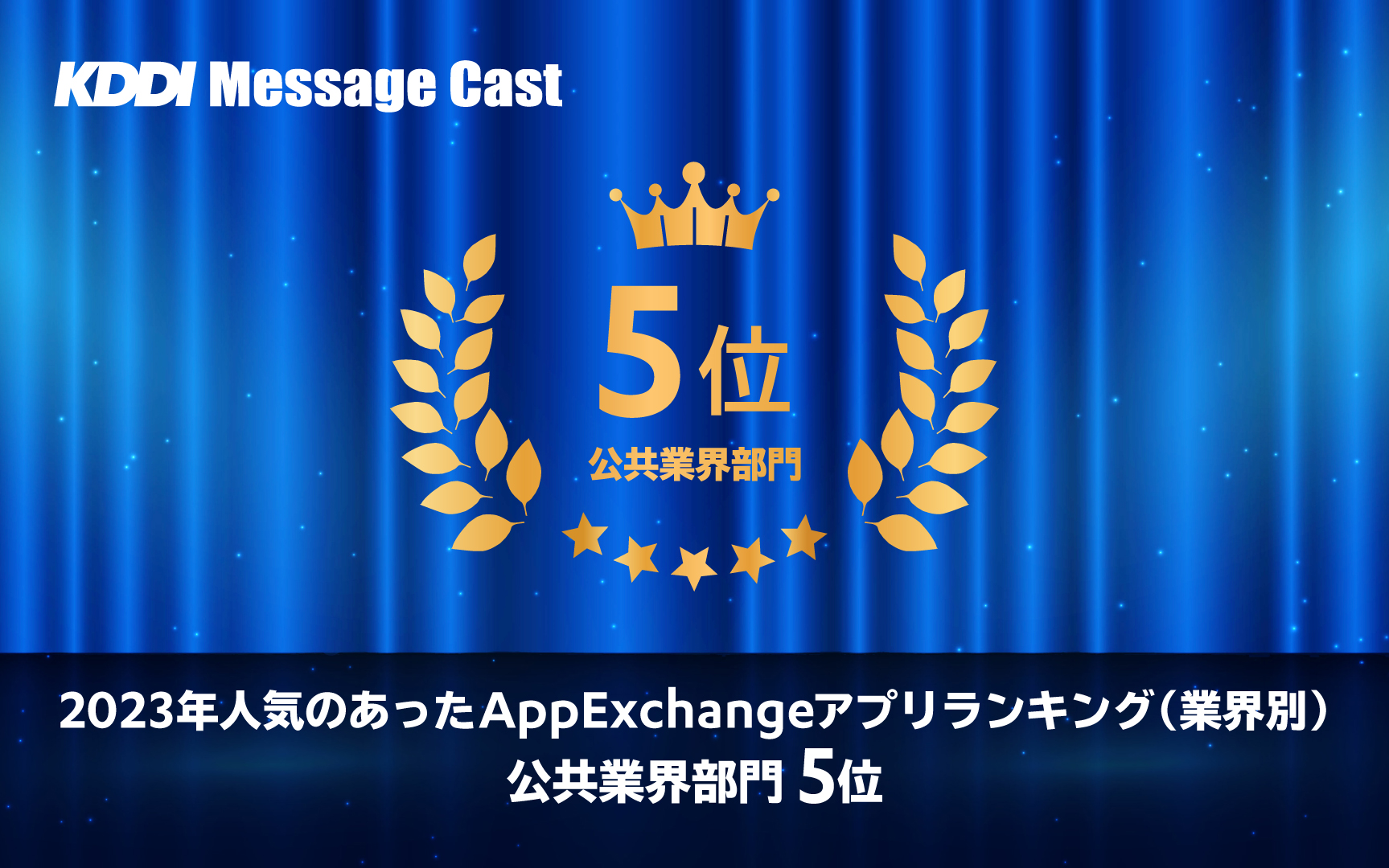 「2023年人気のあったAppExchange アプリランキング（業界別）」で「KDDI Message Cast for Salesforce」が公共業界部門の5位に入賞 | Supership